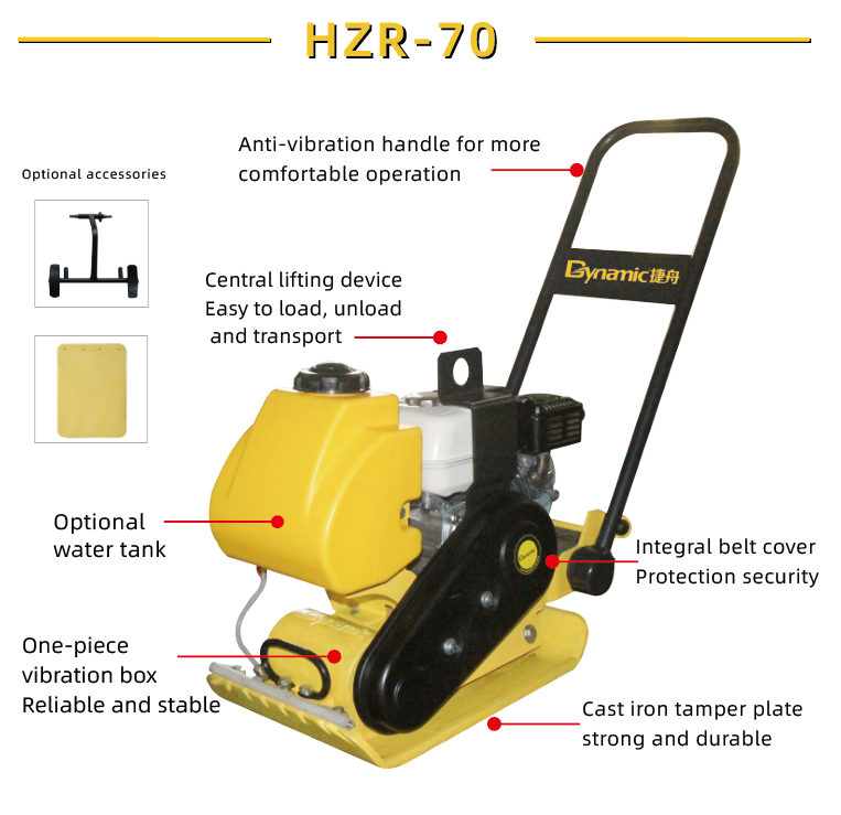 Wholesale HZR-70 Plate compactor with water tank damping pad traveling ...