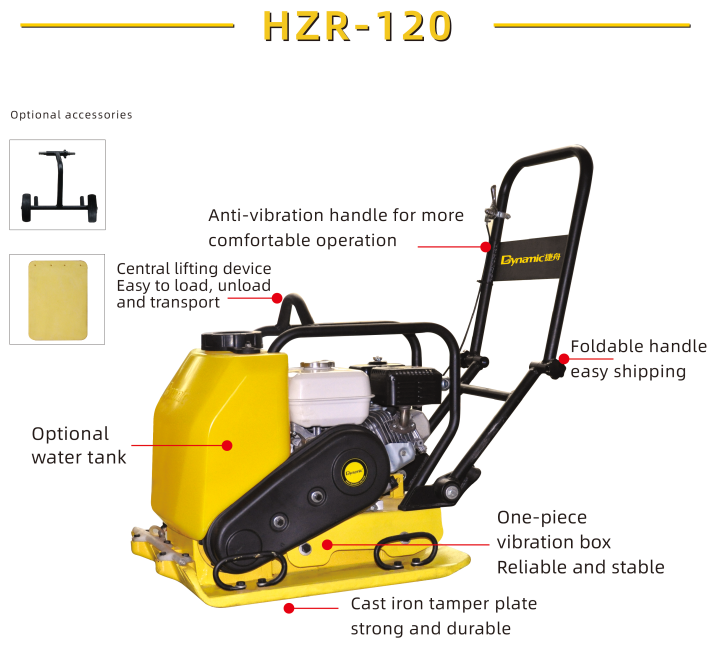 Wholesale HZR-120 dead weight 120kg 20kN force Vibrating plate ...